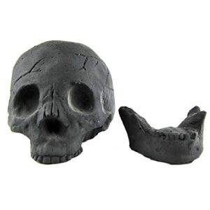 MYard Fireproof Imitated Human Fire Pit Skull Gas Log for NG, LP Wood Fireplace, Firepit, Campfire, Halloween Decor, BBQ (Qty 1, Black)