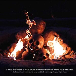 MYard Fireproof Imitated Human Fire Pit Skull Gas Log for NG, LP Wood Fireplace, Firepit, Campfire, Halloween Decor, BBQ (Qty 1, Black)