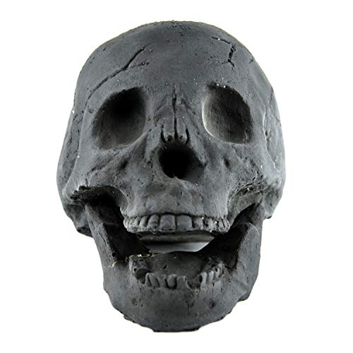 MYard Fireproof Imitated Human Fire Pit Skull Gas Log for NG, LP Wood Fireplace, Firepit, Campfire, Halloween Decor, BBQ (Qty 1, Black)