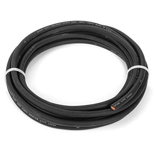 EWCS 4 Gauge Premium Extra Flexible Welding Cable 600 Volt - Black - 25 Feet - Made in The USA