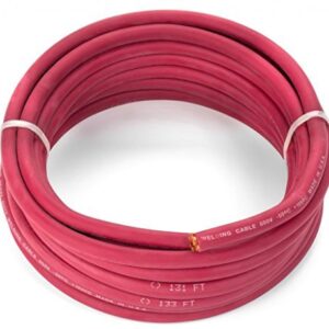 EWCS 2 Gauge Premium Extra Flexible Welding Cable 600 Volt - Red - 25 Feet - Made in The USA