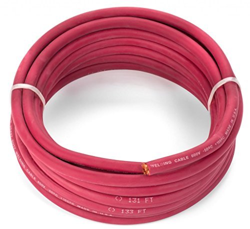 EWCS 2 Gauge Premium Extra Flexible Welding Cable 600 Volt - Red - 25 Feet - Made in The USA