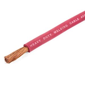 EWCS 2 Gauge Premium Extra Flexible Welding Cable 600 Volt - Red - 25 Feet - Made in The USA