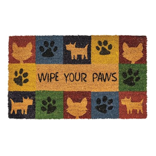 NoTrax, Wipe Your Paws, Vinyl-Backed Natural Coir Doormat, Entry Mat for Indoor or Outdoor Use, 18"x30", C12 (C12S1830WP)