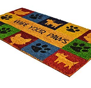 NoTrax, Wipe Your Paws, Vinyl-Backed Natural Coir Doormat, Entry Mat for Indoor or Outdoor Use, 18"x30", C12 (C12S1830WP)