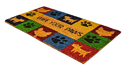 NoTrax, Wipe Your Paws, Vinyl-Backed Natural Coir Doormat, Entry Mat for Indoor or Outdoor Use, 18"x30", C12 (C12S1830WP)