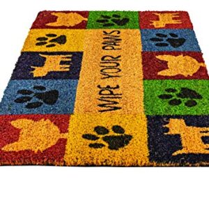 NoTrax, Wipe Your Paws, Vinyl-Backed Natural Coir Doormat, Entry Mat for Indoor or Outdoor Use, 18"x30", C12 (C12S1830WP)