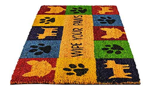 NoTrax, Wipe Your Paws, Vinyl-Backed Natural Coir Doormat, Entry Mat for Indoor or Outdoor Use, 18"x30", C12 (C12S1830WP)