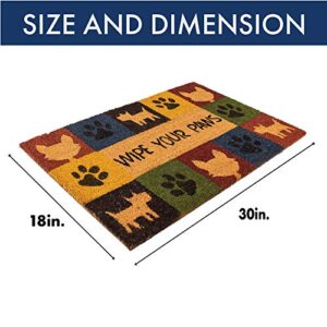 NoTrax, Wipe Your Paws, Vinyl-Backed Natural Coir Doormat, Entry Mat for Indoor or Outdoor Use, 18"x30", C12 (C12S1830WP)