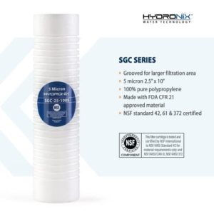 SGC-25-1005 Sediment Filter Grooved Cartridge 2.5" x 10" 5 micron - Interchangeable with AP110 Model (6 Pack)