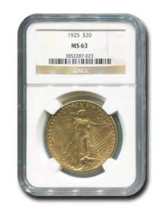 1925 no mint mark saint gaudens twenty dollar ngc ms-63