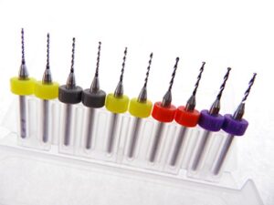 10pk tungsten carbide micro drill bits .8mm to 1.2mm (2each) .8mm .9mm 1.0mm 1.1mm 1.2mm 1/8" shank 3.175mm toy, jewelry making, crafts, cnc circuit board production, model trains cars boats!!