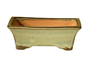 bonsaiboy green ceramic bonsai pot - rectangle 6.125 x 5.0 x 2.125.