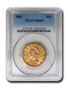 1901 liberty head ten dollar pcgs ms-63+