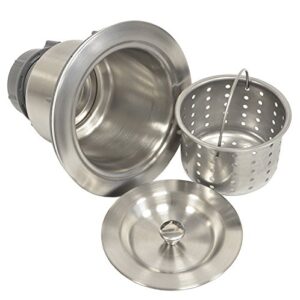 coflex extra deep cup sink basket strainer with sealing lid, 304 stainless steel, brushed nickel finish