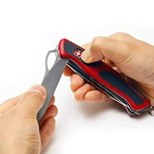 Victorinox Ranger 78 M Grip Swiss Army Knife, 12 Function Swiss Made Pocket Knife with Large Lock Blade, Tweezers and Wood Saw – Red/Black