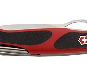 Victorinox Ranger 78 M Grip Swiss Army Knife, 12 Function Swiss Made Pocket Knife with Large Lock Blade, Tweezers and Wood Saw – Red/Black