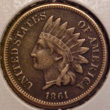 1861 Indian Head Penny ~ Grades Fine+