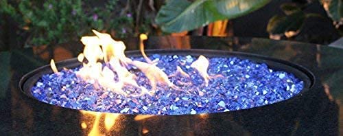 Exotic Fire Glass | Cobalt Blue Reflective Fire Pit Glass | 25 Pound Bag | Small 1/4 Inch Glass Size | Perfect for Any Natural Gas or Propane Outdoor Fire Pit