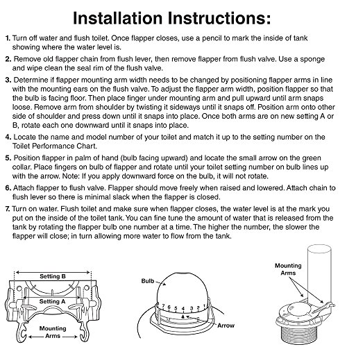 PlumbCraft Water Saving Universal Fit Toilet Flapper Replacement for 3-Inch Flush Valve Opening, Fits most toilets