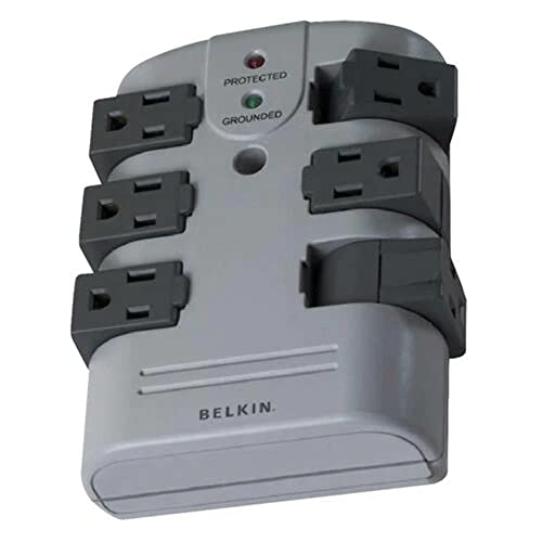 Belkin Pivot Plug Surge Protector, 6 AC Outlets, 1,080 J, Gray