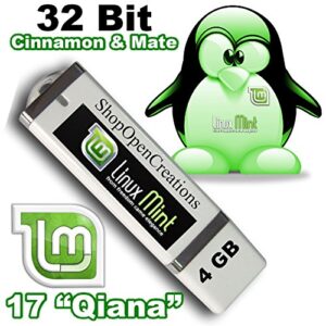 linux mint 17 "qiana" 32 bit installed on 4 gb usb flash drive - 32 bit cinnamon and mate desktops included -- dvd bonus material included