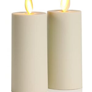 Luminara Realistic Artificial Moving Flame Votive Candle - Set of 2 - Moving Flame LED Battery Operated Lights for Christmas, Halloween - Remote Ready - Remote Sold Separately - Ivory - 1.5" x 4"