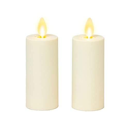 Luminara Realistic Artificial Moving Flame Votive Candle - Set of 2 - Moving Flame LED Battery Operated Lights for Christmas, Halloween - Remote Ready - Remote Sold Separately - Ivory - 1.5" x 4"