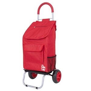 dbest products trolley dolly red foldable shopping cart for groceries with wheels and removable bag and rolling personal handtruck standard