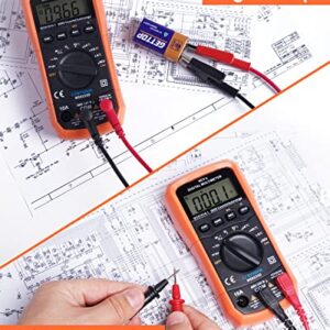 Crenova MS8233D Digital Multimeter 6000 Count Auto-Ranging DC AC Voltmeter Ohm Volt Amp Tester for Voltage Current Resistance Capacitance Continuity Diode Duty-Cycle Frequency NCV Live Wire Test