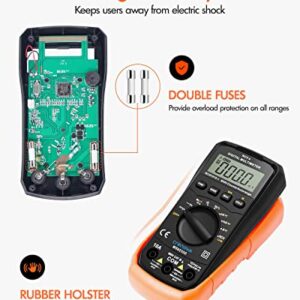 Crenova MS8233D Digital Multimeter 6000 Count Auto-Ranging DC AC Voltmeter Ohm Volt Amp Tester for Voltage Current Resistance Capacitance Continuity Diode Duty-Cycle Frequency NCV Live Wire Test