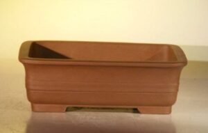 tan unglazed ceramic bonsai pot - rectangle 6.5 x 4.5 x 2.125