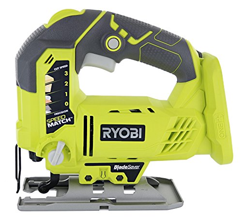 Ryobi One+ P523 18V Lithium Ion Cordless Orbital T Shank 3,000 SPM Jigsaw (Battery Not Included, Power Tool and T Shank Wood Cutting Blade Only)