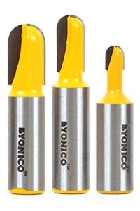 yonico round nose core box router bit set 3 bit 1/2-inch shank 14360