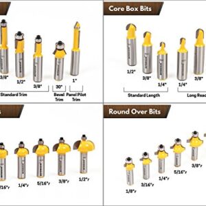 YONICO 70 Piece Set Router Bits 1/2 Shank- Tungsten Carbide Router Bit Set | Professional Wood Router Bits 17702