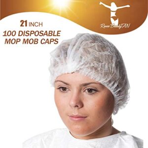 100 disposable mop mob bouffant caps 21inch clipped hair head cover net for salon or spray tan