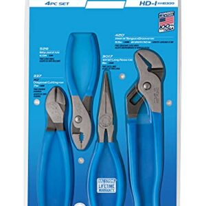 CHANNELLOCK HD-1 Ultimate 4-Piece Pliers Set | Made in USA | Forged High Carbon Steel | Includes Tongue & Groove, Diagonal Cutting, Long Nose and Slip Joint Pliers