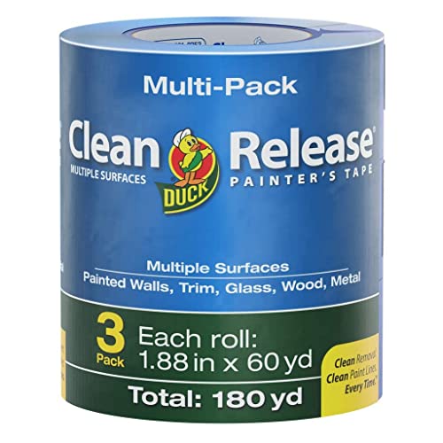 Duck Clean Release Blue Painter's Tape 2-Inch (1.88-Inch x 60-Yard), 3 Rolls, 180 Total Yards, 240461