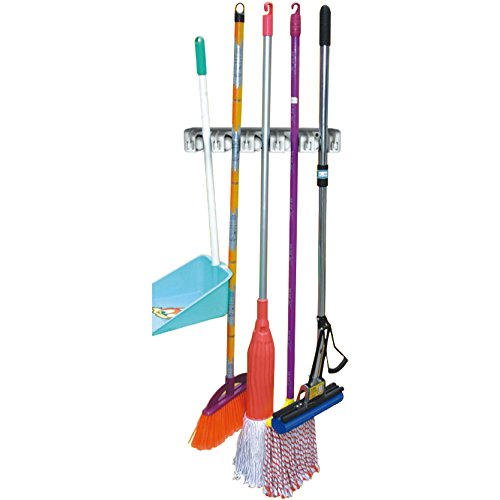 Home Basics MB01905 Mop and Broom Hanging Organizer with Six Hooks [Misc.]