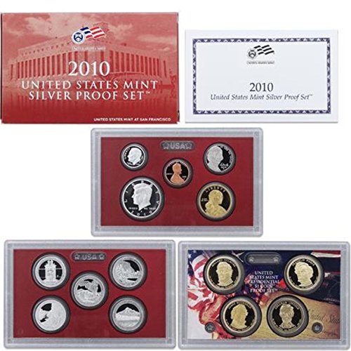 2010 S Silver Proof Set with damaged box Various US Mint Proof