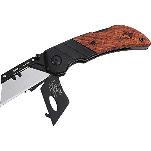 Husky 97211 Wood Handled Folding Sure-Grip Lock Back Utility Knife w/ 1 Disposable Blade Included