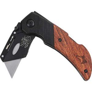 Husky 97211 Wood Handled Folding Sure-Grip Lock Back Utility Knife w/ 1 Disposable Blade Included