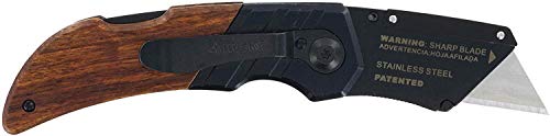 Husky 97211 Wood Handled Folding Sure-Grip Lock Back Utility Knife w/ 1 Disposable Blade Included