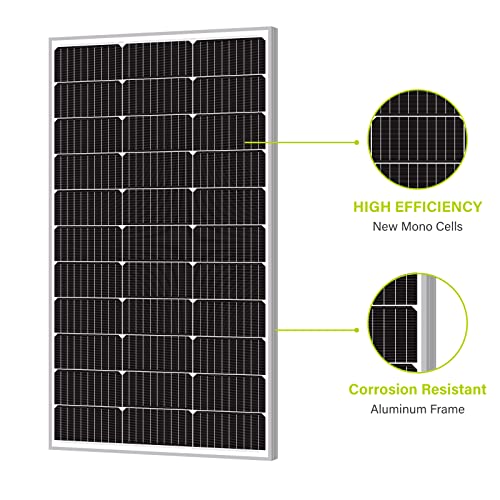 Newpowa 100 Watt Monocrystalline 100W 12V Solar Panel High Efficiency Mono Module RV Marine Boat Off Grid(2pcs+Z Bracket)