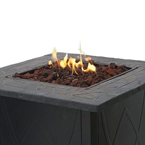 Endless Summer 30 Inch 30,000 BTU LP Gas Outdoor Propane Gas Lava Rock Patio Space Fire Pit Table with Slate Tile Mantel, Brown