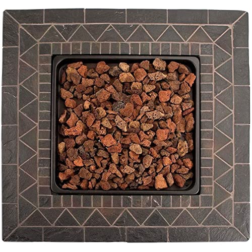 Endless Summer 30 Inch 30,000 BTU LP Gas Outdoor Propane Gas Lava Rock Patio Space Fire Pit Table with Slate Tile Mantel, Brown