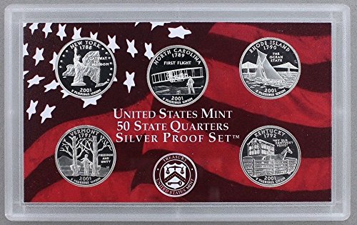 2001 S U.S. Mint 10-coin Silver Proof Set - OGP box & COA Proof