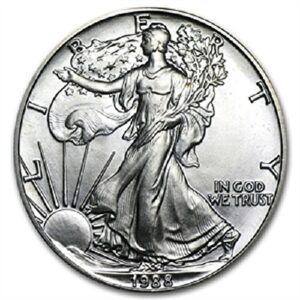 1988-1 ounce american silver eagle shipping .999 fine silver with our certificate of authenticity dollar uncirculated us mint