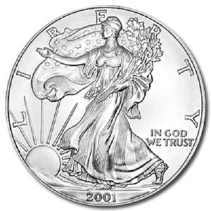 2001-1 ounce american silver eagle shipping .999 fine silver with our certificate of authenticity dollar uncirculated us mint