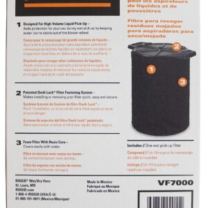 Ridgid VF7000 Genuine Replacement Foam Wet Application Only Vac Filter for Ridgid 5-20 Gallon Wet/Dry Vacuums